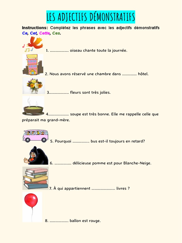 Exercice - Les Adjectifs Démonstratifs | PDF