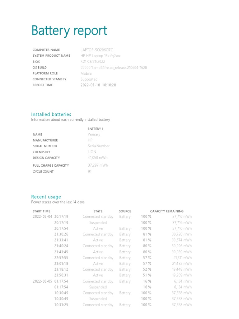 Battery Report | PDF | Computing | Galvanic Cells