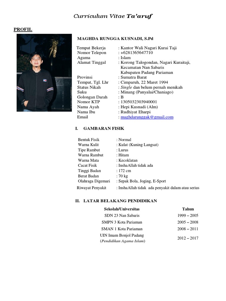 CV Taaruf Saya | PDF