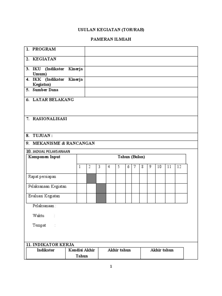 Template TOR PAMERAN | PDF