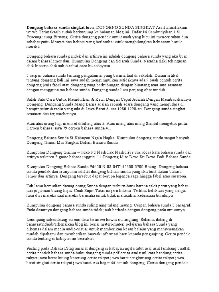 Dongeng Bahasa Sunda Singkat Lucu Pdf
