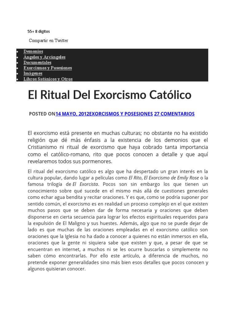 Exorcismo Ritual | PDF | Oración | orador del Señor