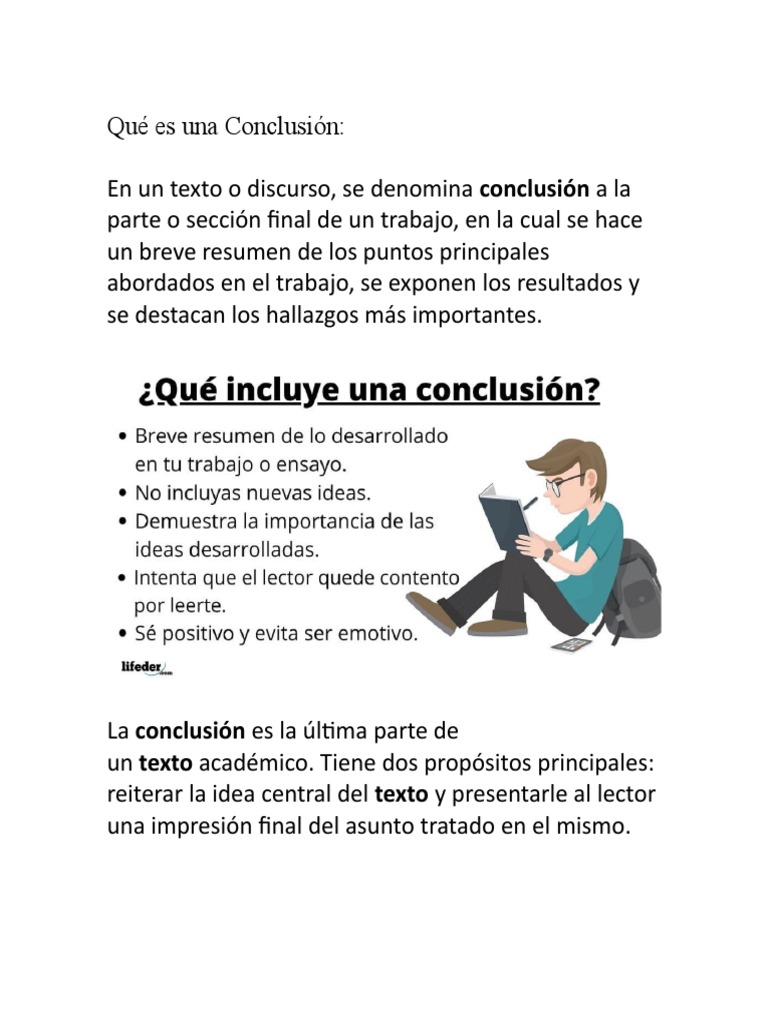Definición y Propósito de la Conclusión | PDF | Crecimiento personal y ...