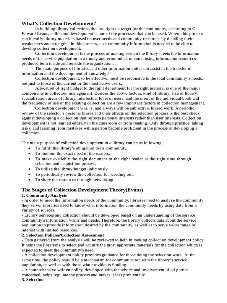 Collection Development Theory | PDF | Libraries