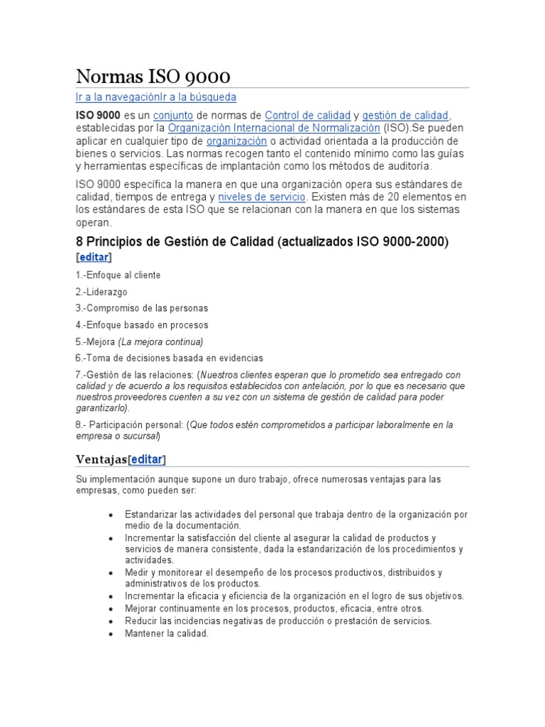Normas ISO 9000 | PDF | Iso 9000 | Producción y fabricación