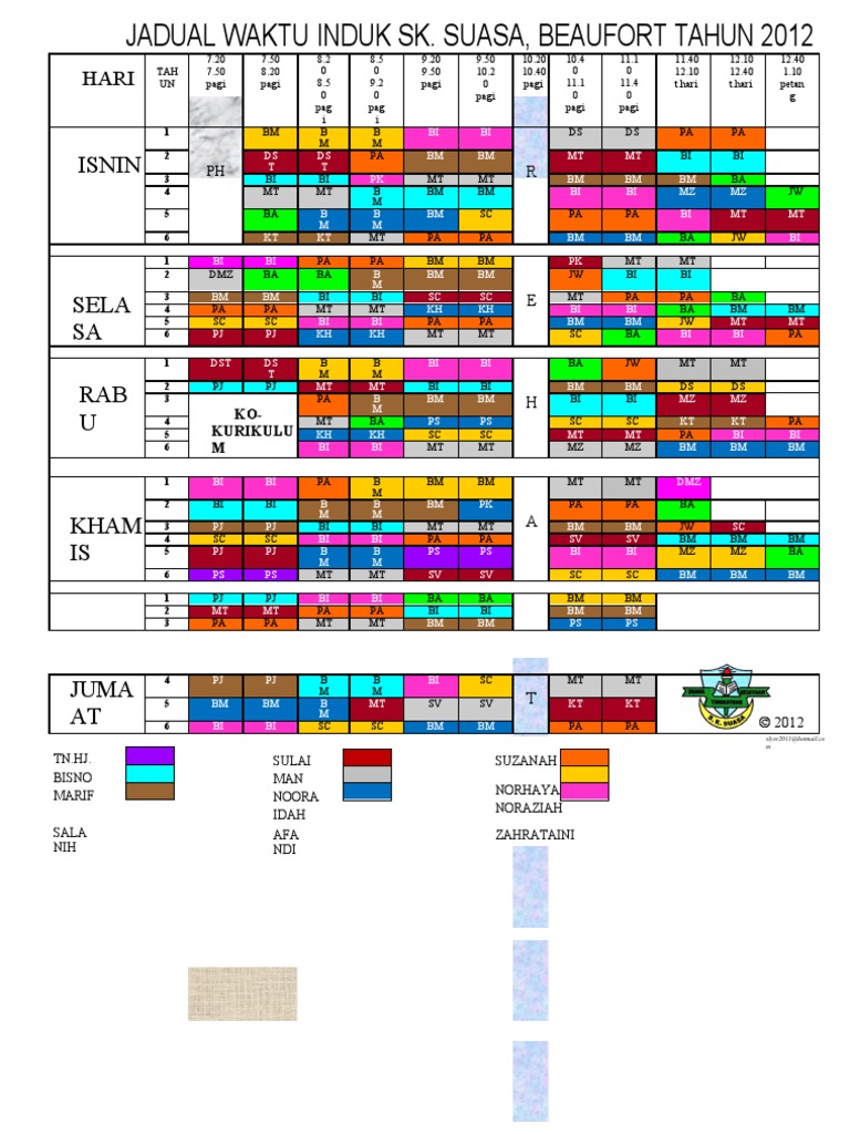 Contoh Jadual Waktu Induk | PDF