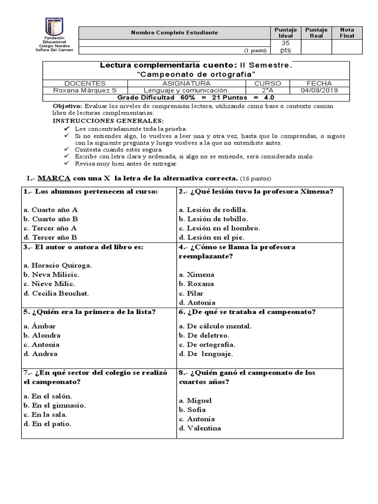 3.campeonato de Ortografia | PDF