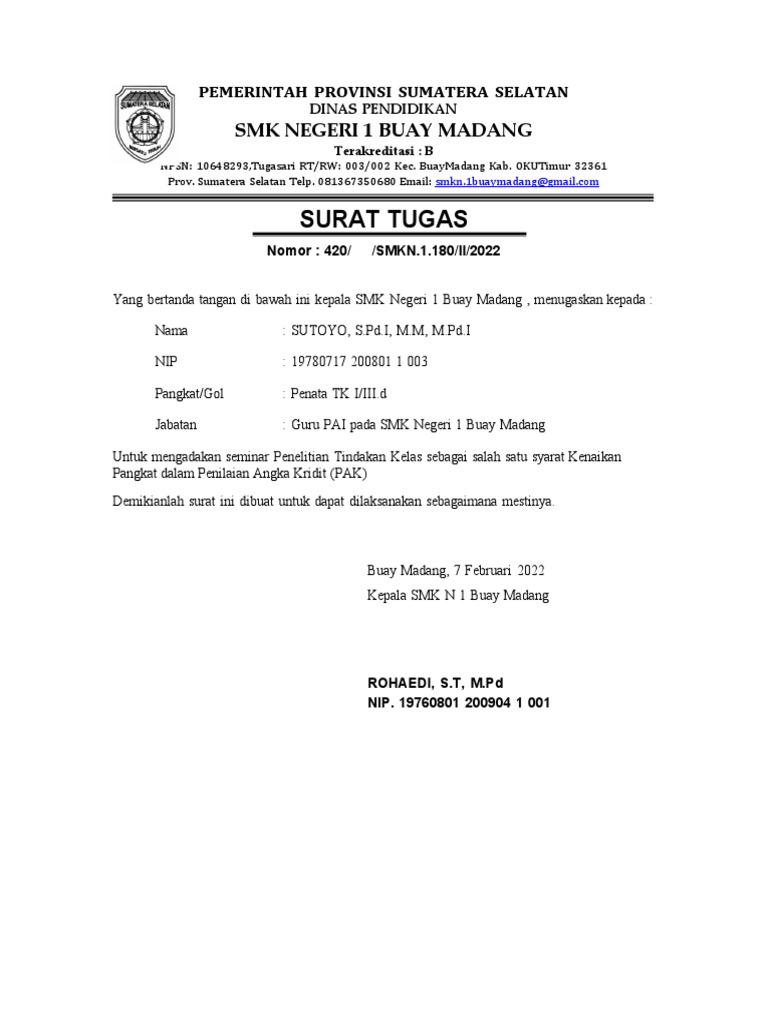 Surat Tugas Seminar | PDF