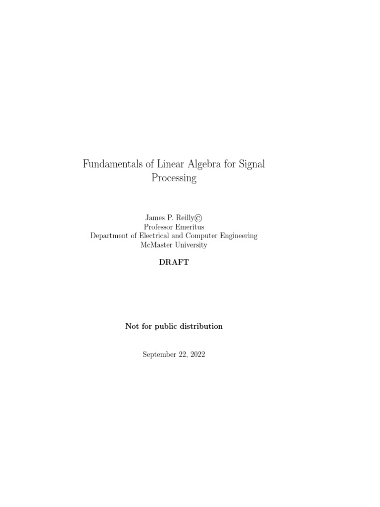 Fundamentals of Linear Algebra For Signal Processing 2022 09 22 | PDF | Matrix (Mathematics ...