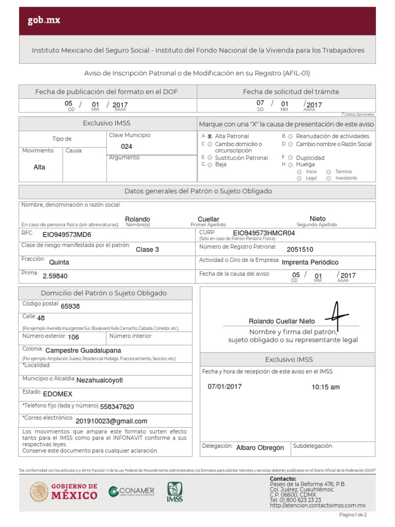 IMSS-INFONAVIT Alta Patronal | PDF