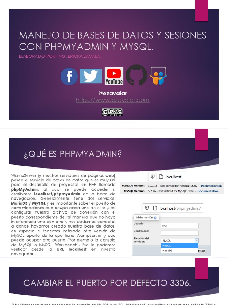 Manejo de Bases de Datos y Sesiones Con PHPMyAdmin y MySQL | PDF | Mi sql | Php