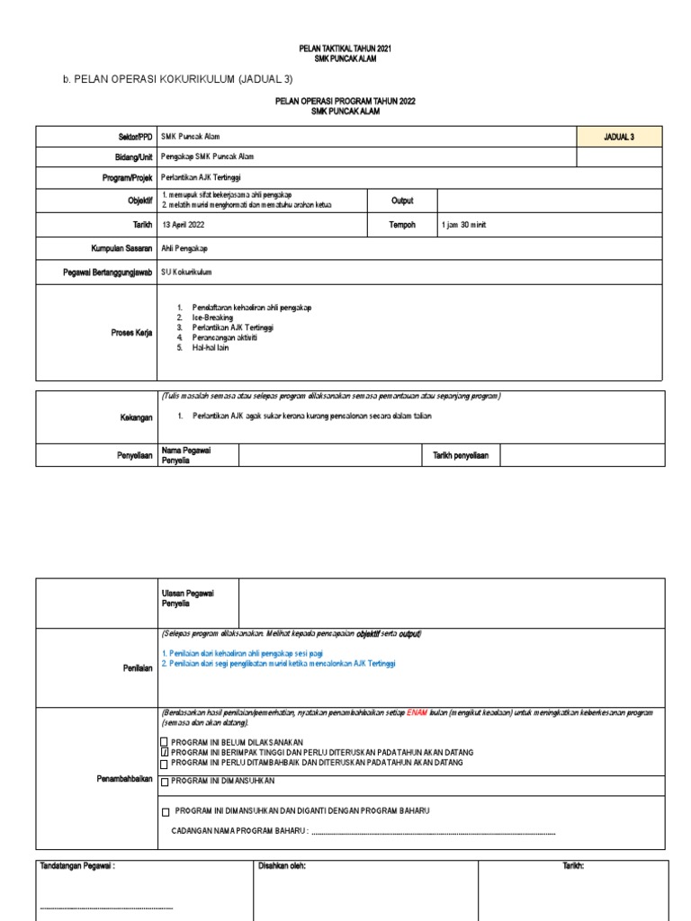 Jadual 3,4,5 Kursus Kepimpinan 2022 | PDF
