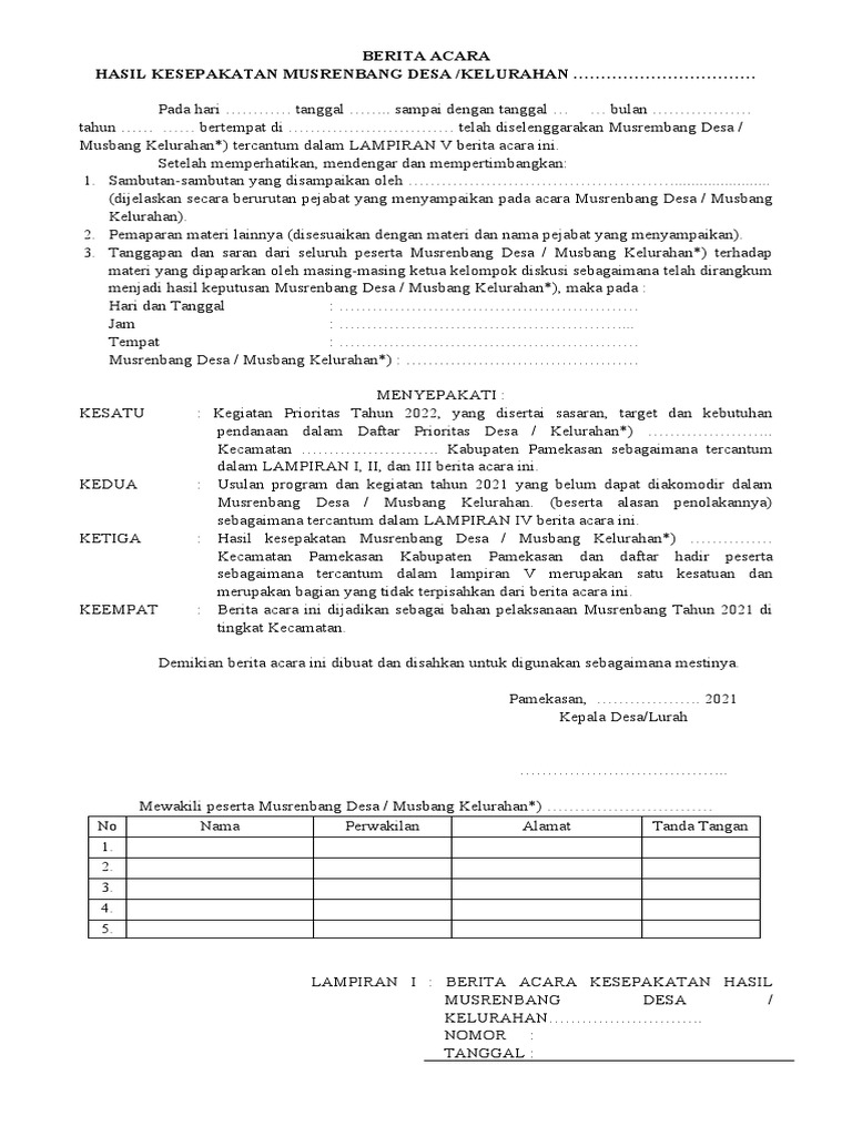 Berita Acara Musrenbang | PDF | Griya & Taman