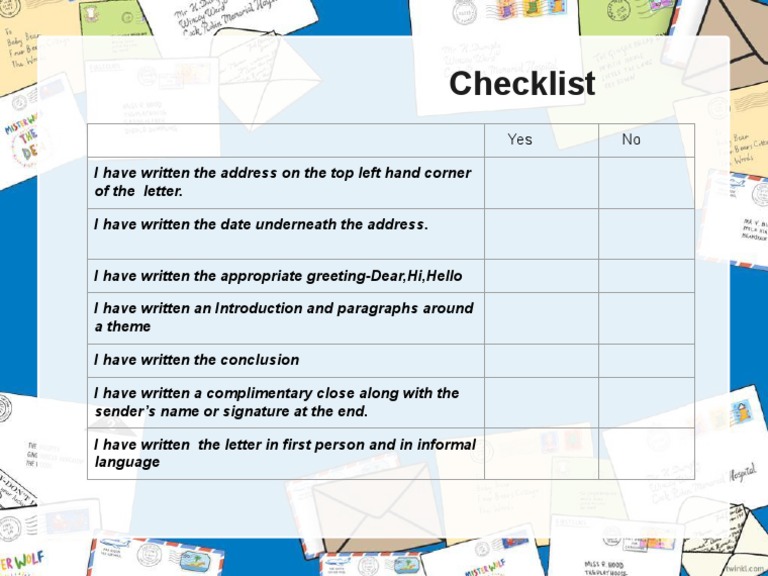 Checklist - Informal Letter | PDF
