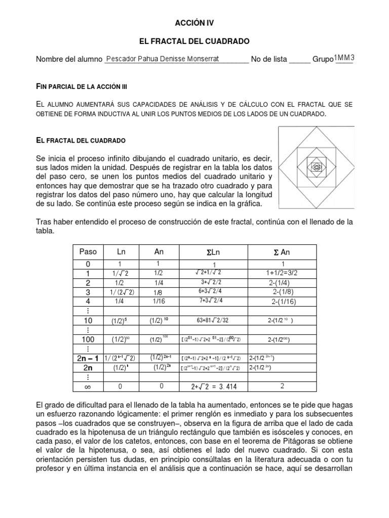 Acción Iv Fractal Del Cuadrado | PDF | Triángulo | Geometría