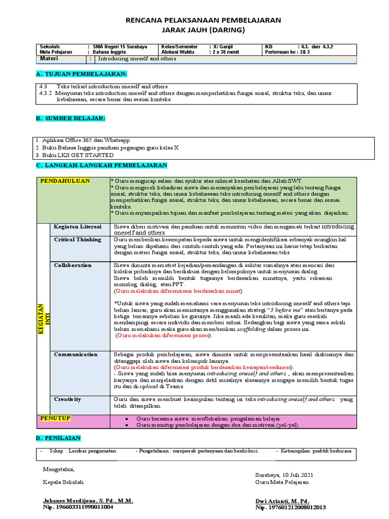 RPP Berdiferensiasi | PDF