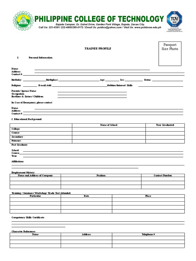 Trainees Profile Ojt | PDF