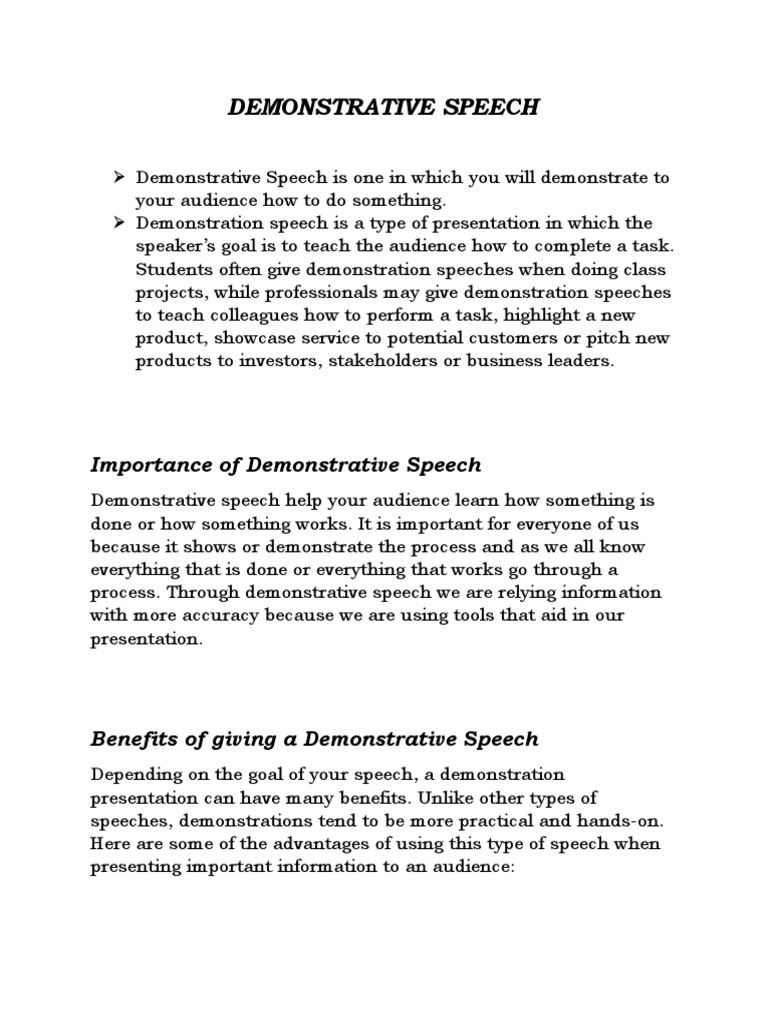 Demonstrative Speech | PDF | Microsoft Power Point | Information