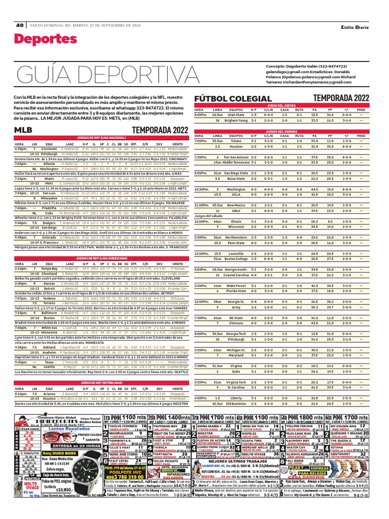 Listón Diario MLB | PDF | Competiciones deportivas | Liga Mayor de Béisbol