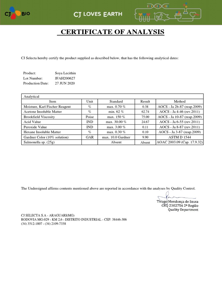 Soya Lecithin Analysis Report | PDF | Computers | Technology & Engineering