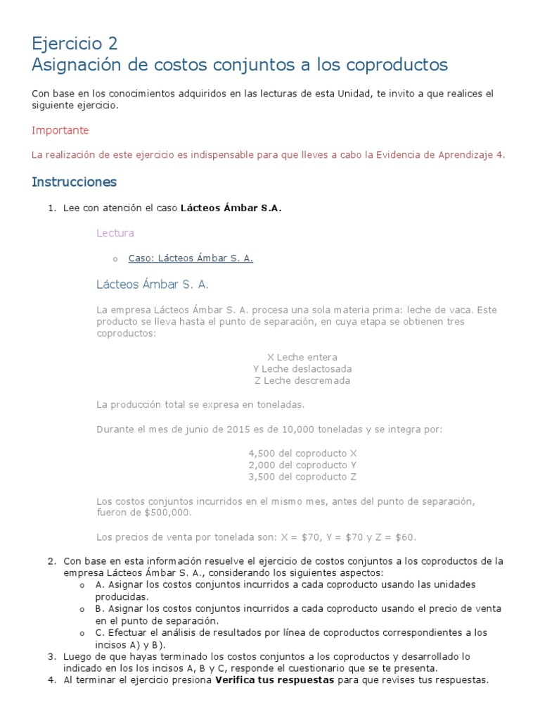 Ejer.2-Asignación de Costos Conjuntos A Los Coproductos | PDF