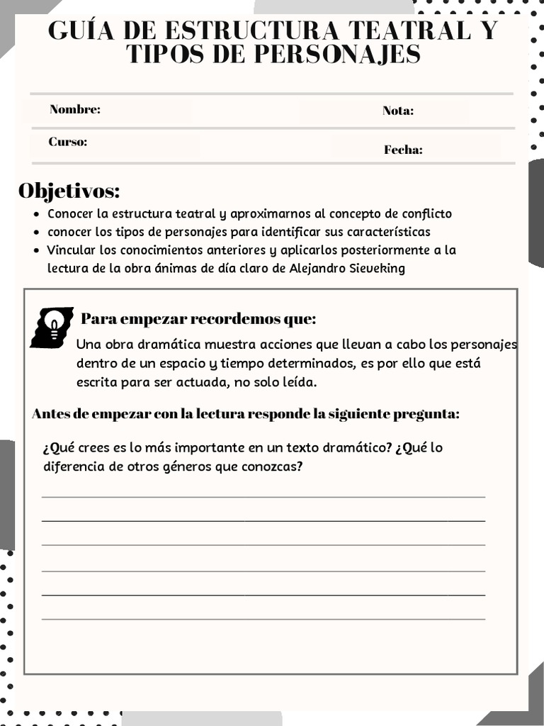 Guía de Estructura Teatral y Tipos de Personajes 1 | PDF | Teatro