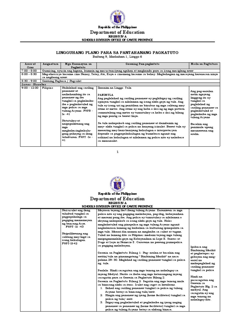 Filipino Grade 9 Q1 W6 | PDF