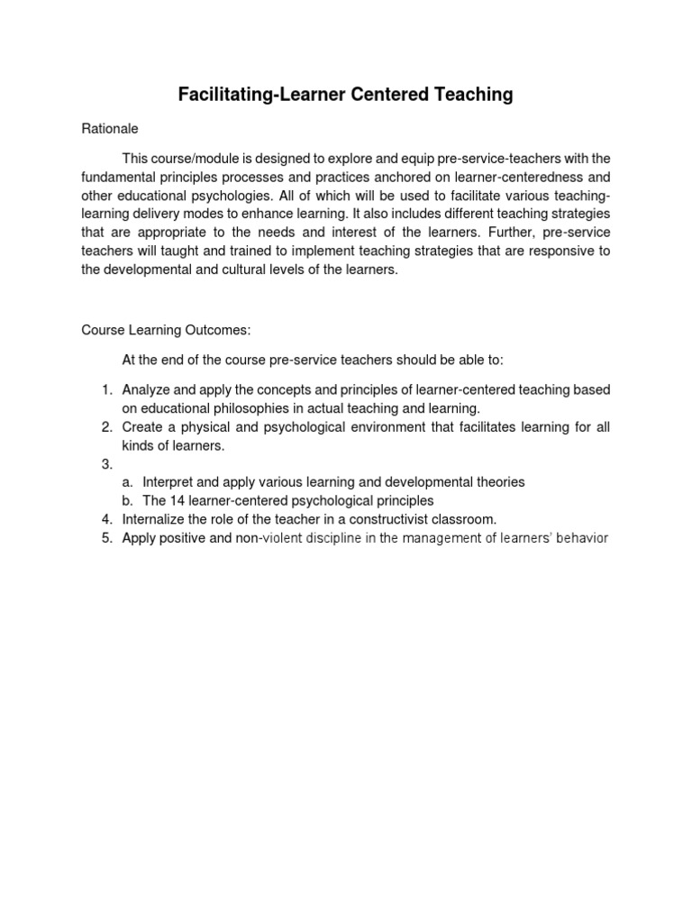 Learner-Centered Teaching Strategies | PDF | Constructivism (Philosophy Of Education) | Learning