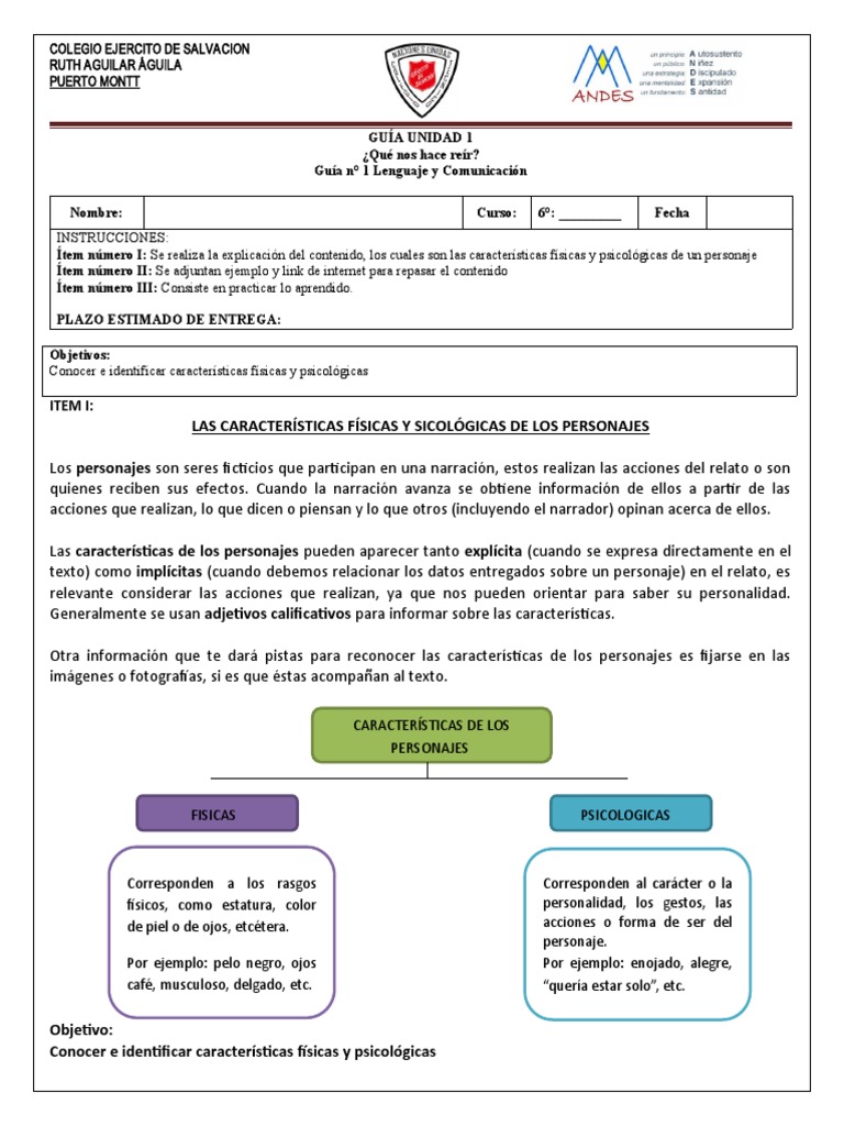 Características de Personajes Físicas y Psicológicas | PDF | Narración