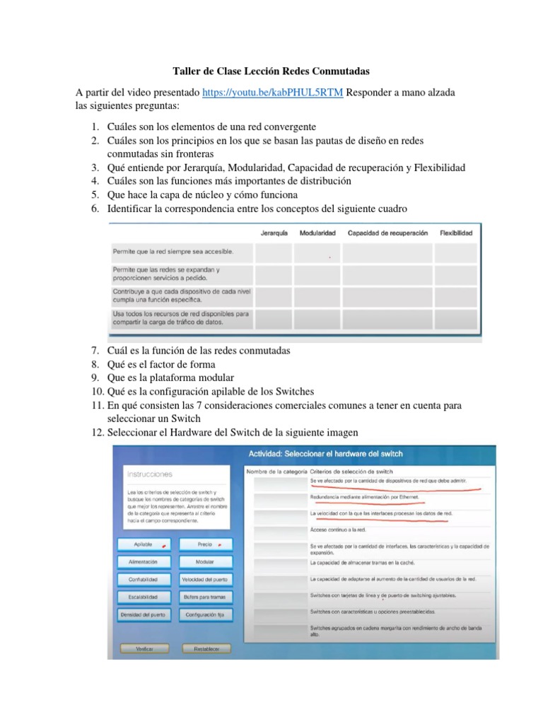 Taller 2 de Clase Lección Redes Conmutadas | PDF