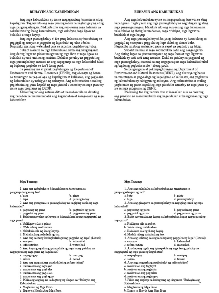 BUHAYIN ANG KABUNDUKAN g6 | PDF