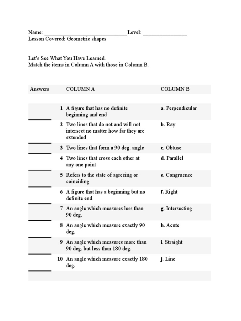 Quiz Geometric Shapes | PDF