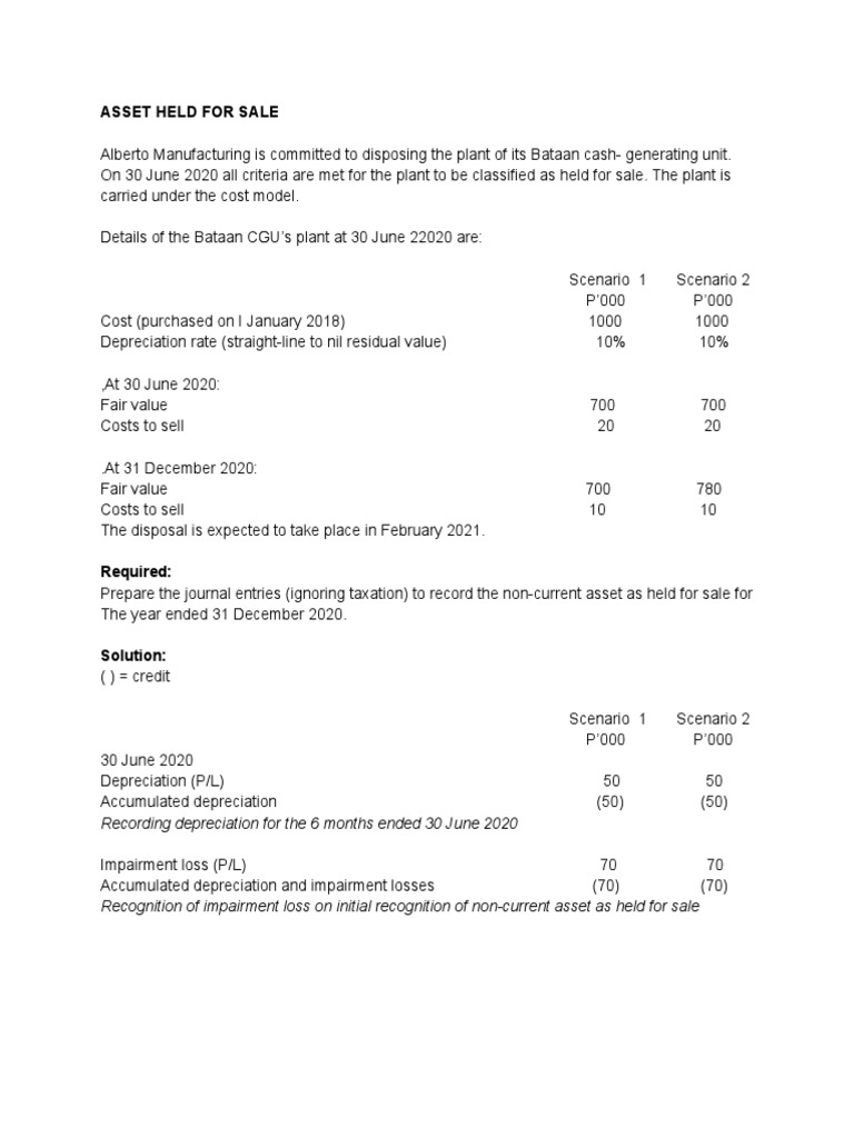 Asset Held For Sale | PDF | Depreciation | Business