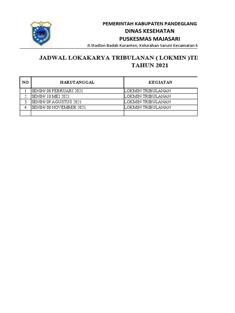 Jadwal Lokbul Dan Lokmin | PDF