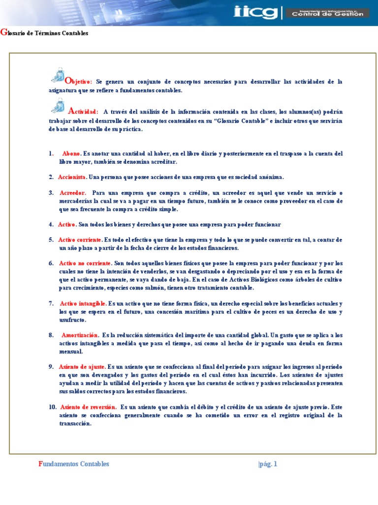 1 Glosario Contable | PDF | Contabilidad | Estado de resultados