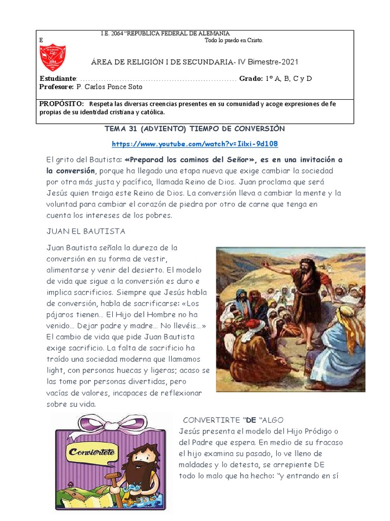 F-31 Adviento Tiempo de Conversion | PDF | Jesús | Fe