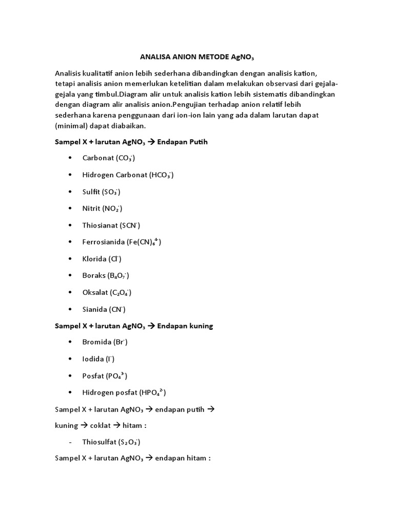 ANALISA ANION METODE AgNO3 | PDF