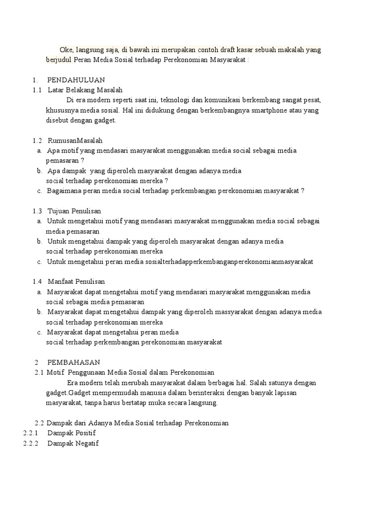 Contoh Draft Kasar Makalah | PDF