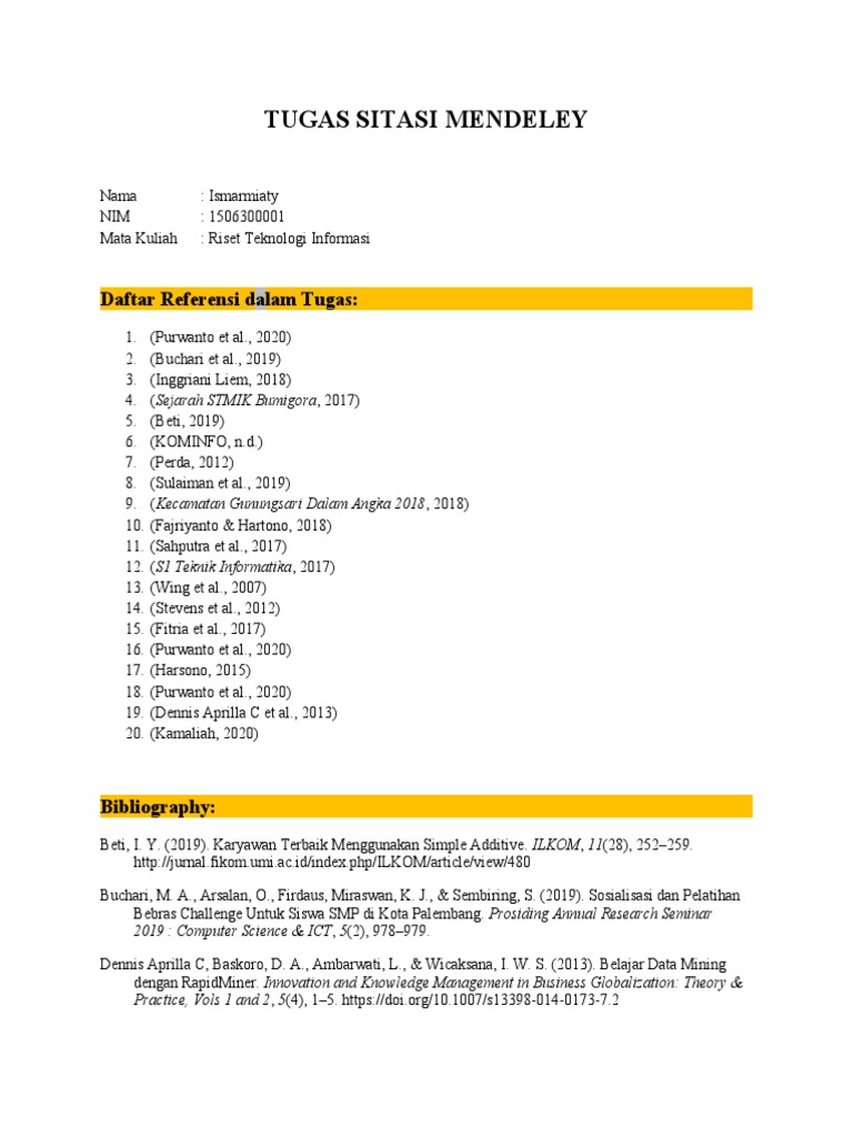 Contoh Tugas Mendeley | PDF