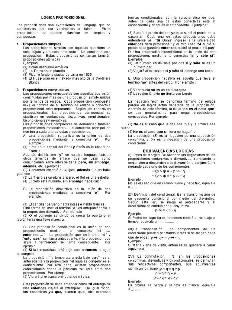 Logica Proposicional | PDF | Proposición | Verdad