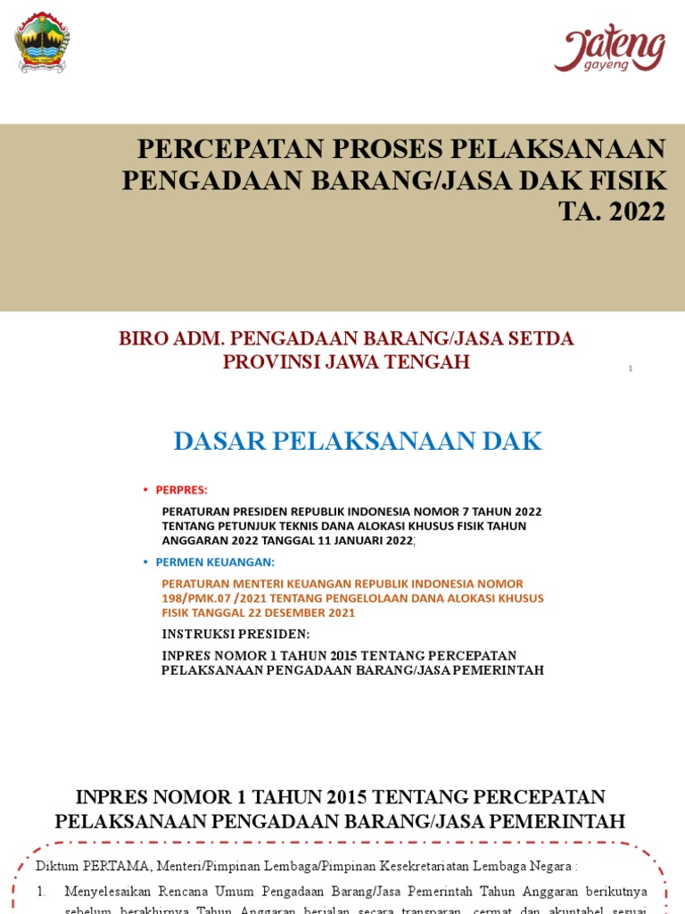 Percepatan Proses PBJ Dak Ta. 2022 | PDF