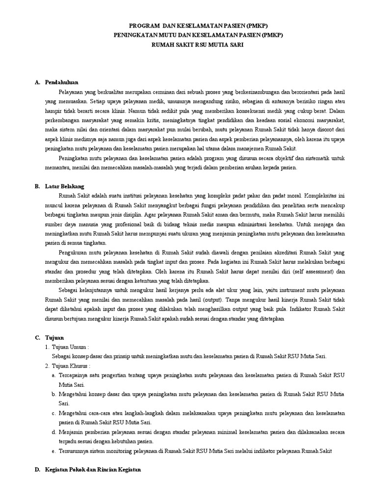Program Kerja PMKP | PDF