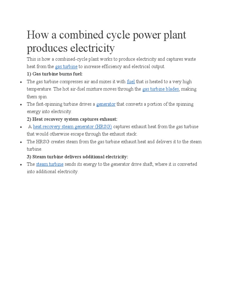 How A Combined Cycle Power Plant Produces Electricity | PDF ...