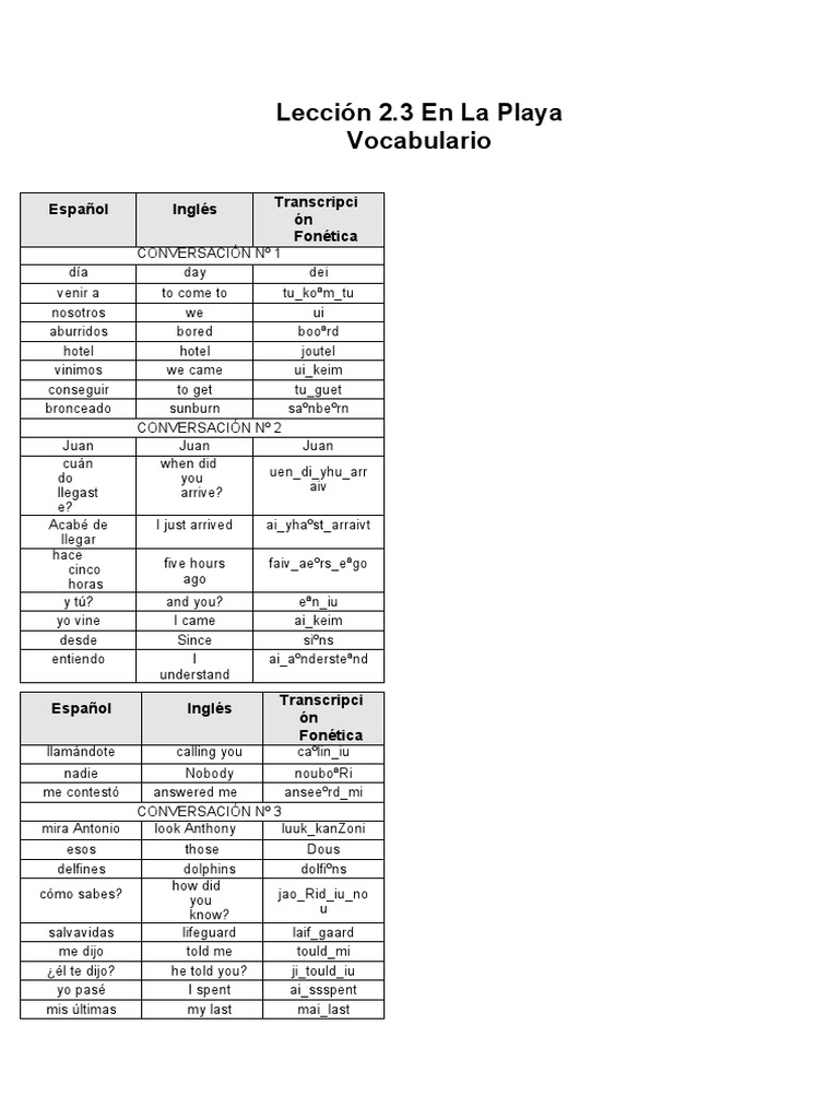 Lección 2. En la playa | PDF