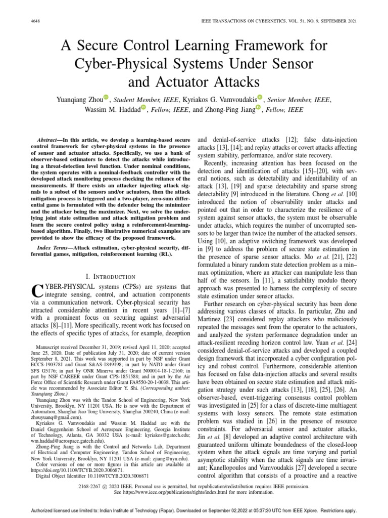 A Secure Control Learning Framework For Cyber Physical Systems Under Sensor And Actuator Attacks