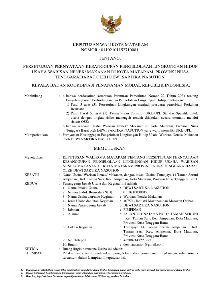 Persetujuan PKPLH | PDF | Sains & Matematika