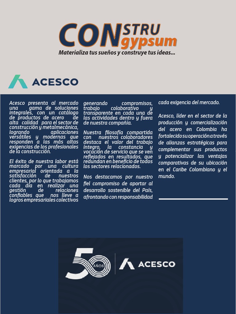 2021-08-13 Catalogo Acesco Aprobado | PDF | Laminado (metalmecánica) | Colombia