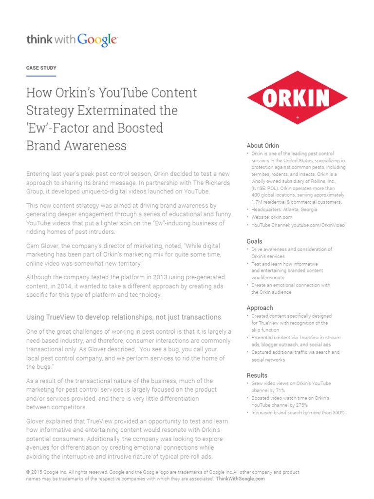 Qs - Documents - 389 - Orkin Youtube Content Strategy Boosts Brand Awareness | PDF | Brand ...