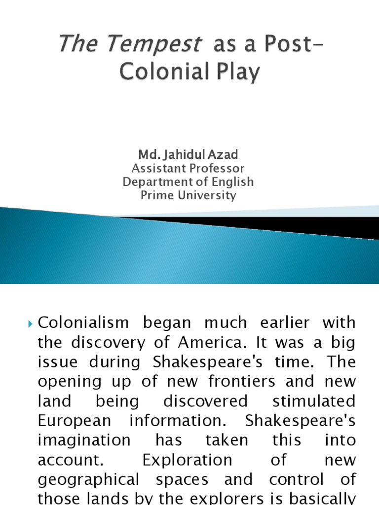 The Tempest As A Post Colonial Play | PDF | The Tempest