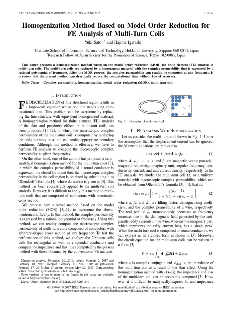Homogenization Method Based On Model Order Reduction For FE Analysis of Multi-Turn Coils ...